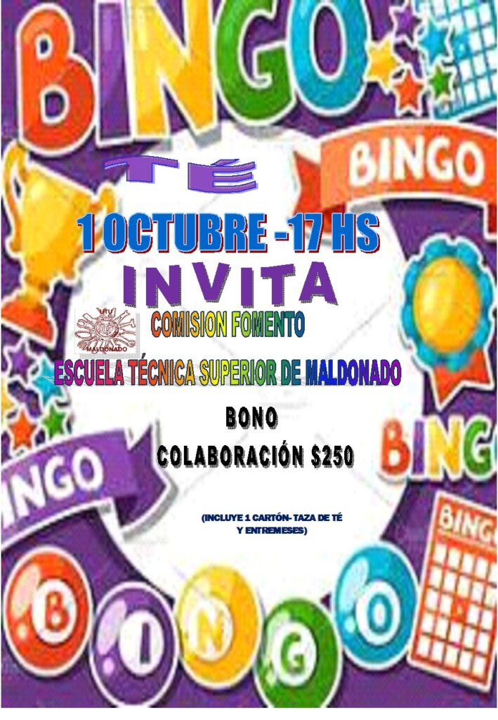 Té-Bingo a beneficio de nuestra escuela sábado 1° de octubre 17hs - UTU ...